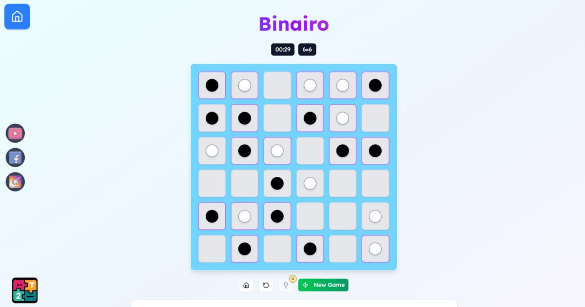 Play Binairo Game Online Free - Binary Logic Puzzle Challenge | OnlineGameWeb