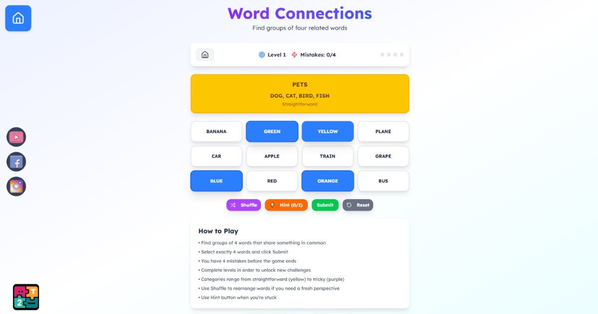 Play Connections Game Online Free - Word Association Puzzle Challenge ...